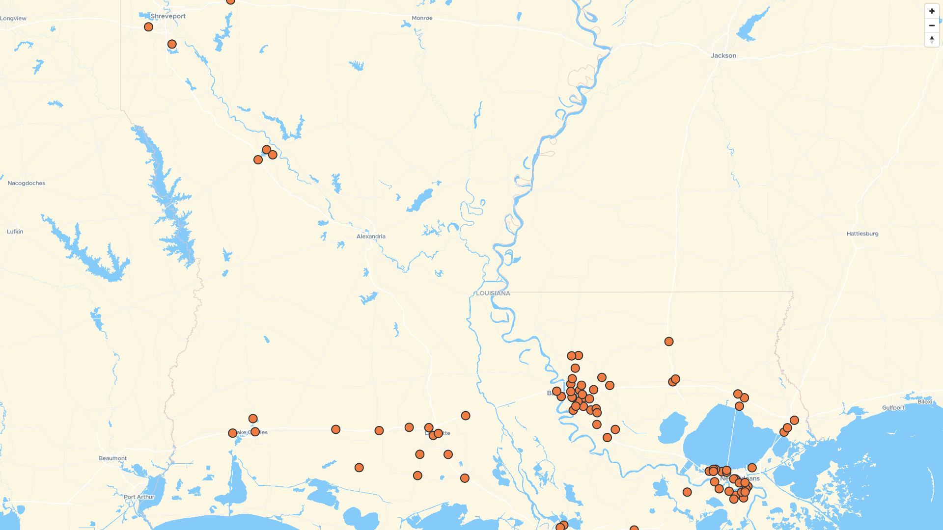 Map of Exxon & Mobil Stations locations in Louisiana, US | Mapstack