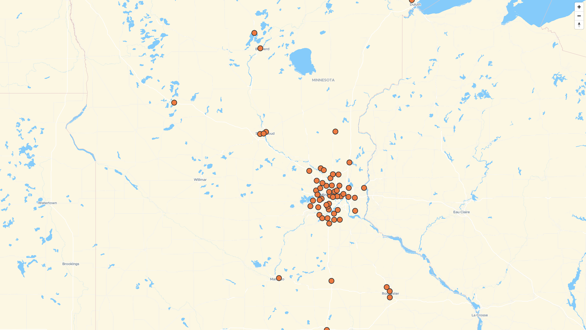 Map of Wendy's locations in Minnesota, US | Mapstack