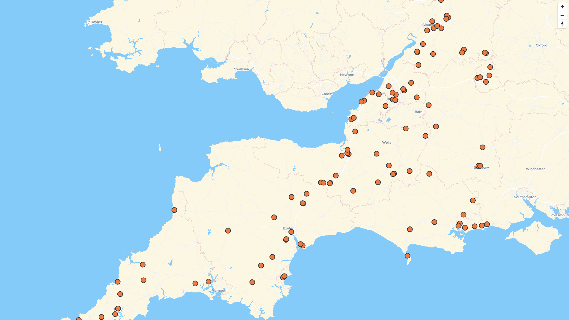 Map of Shell locations in South West, UK | Mapstack