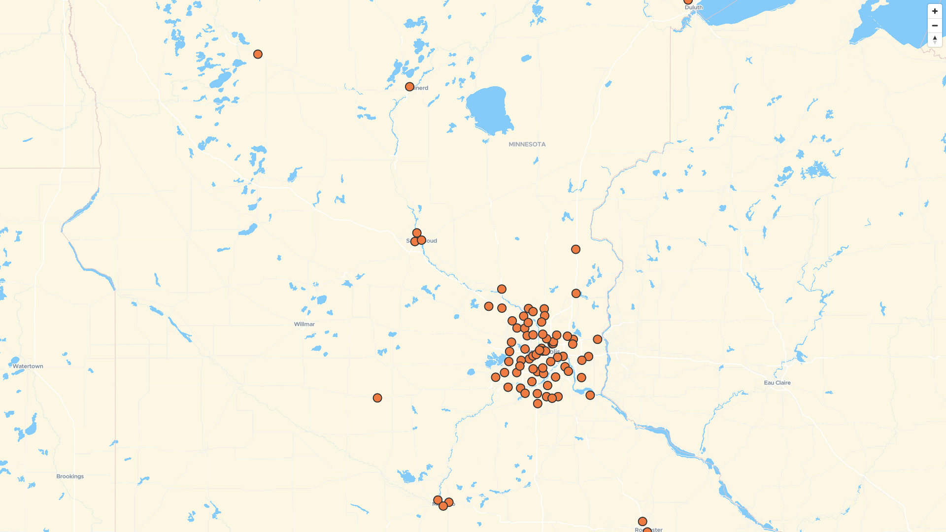 Map of Chipotle Mexican Grill locations in Minnesota, US | Mapstack