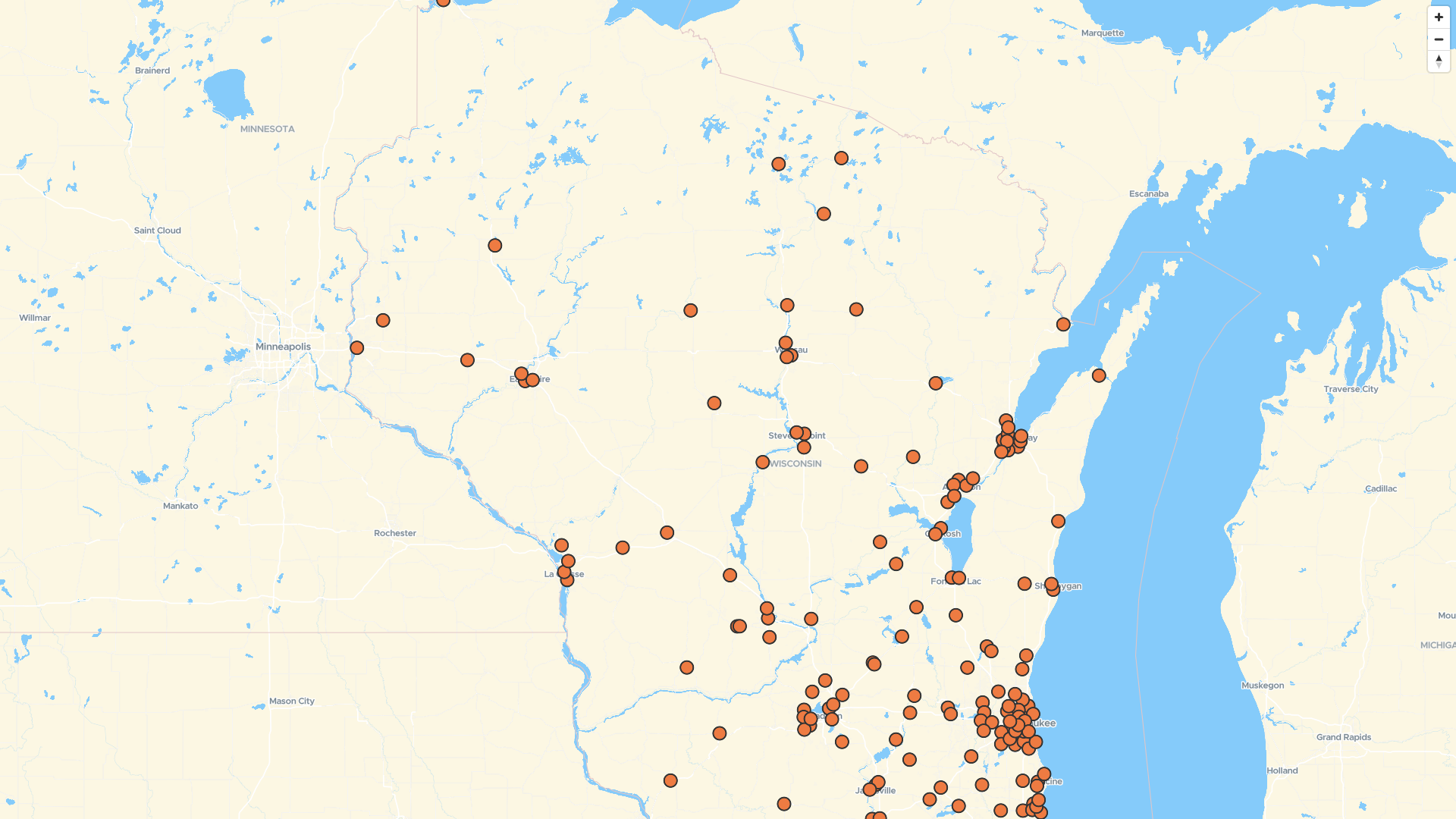 Map of Taco Bell locations in Wisconsin, US | Mapstack