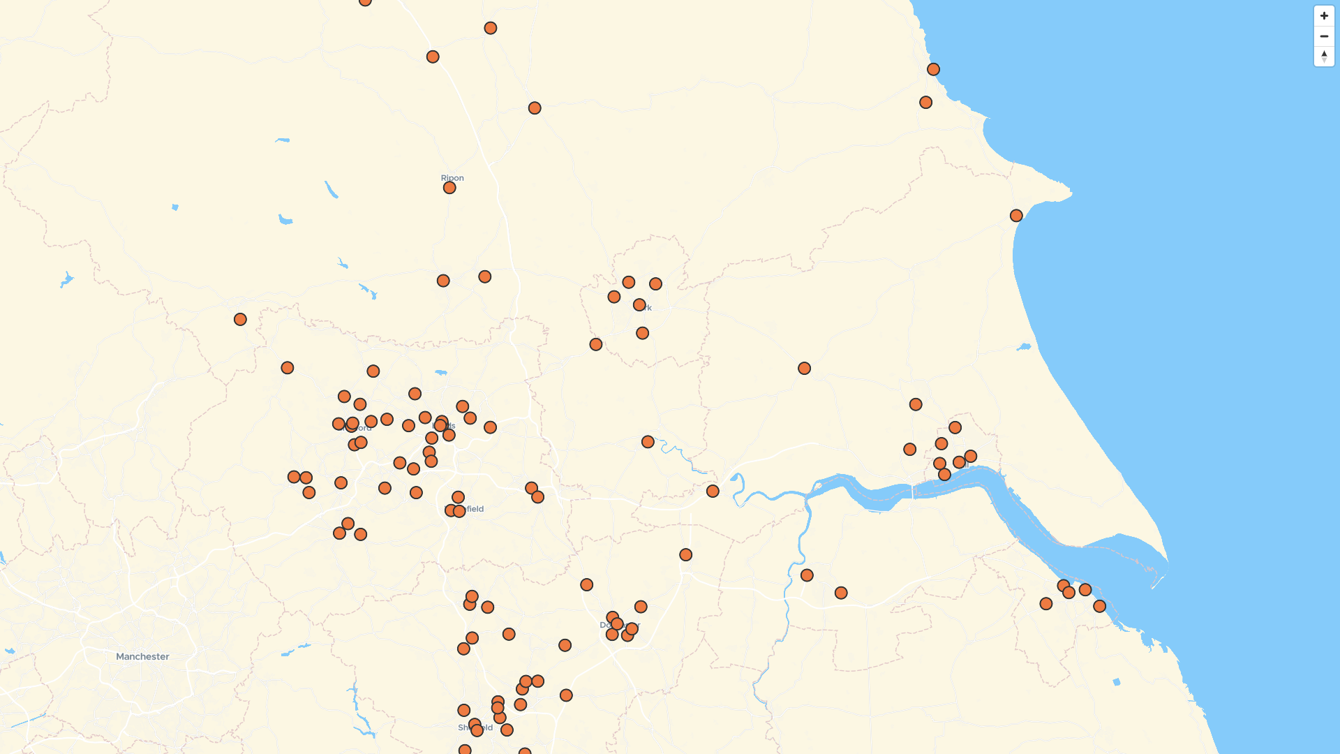 Map of McDonald's locations in Yorkshire and the Humber, UK | Mapstack