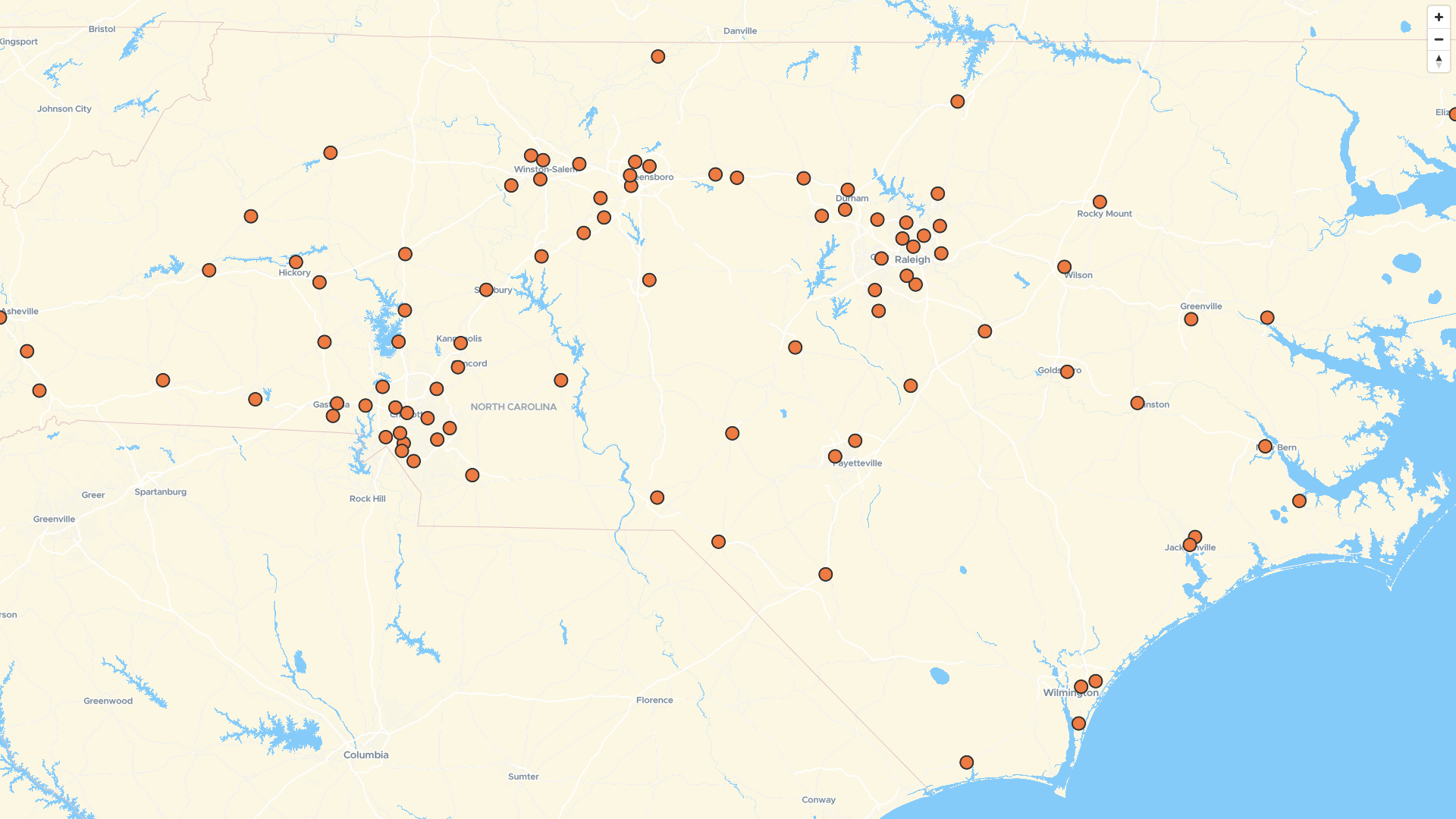 Map of Planet Fitness locations in North Carolina, US | Mapstack