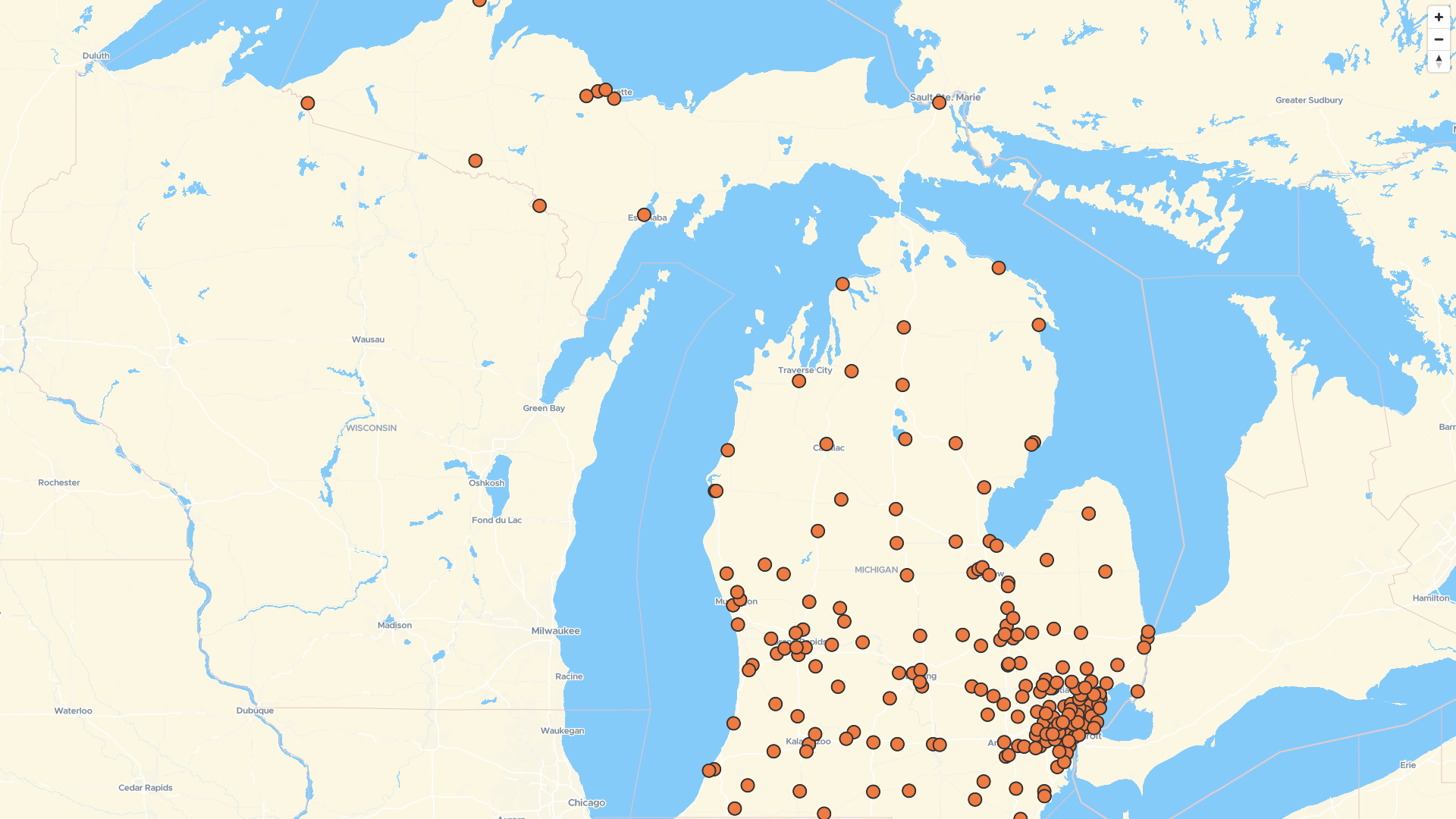 Map of O'Reilly Auto Parts locations in Michigan, US | Mapstack