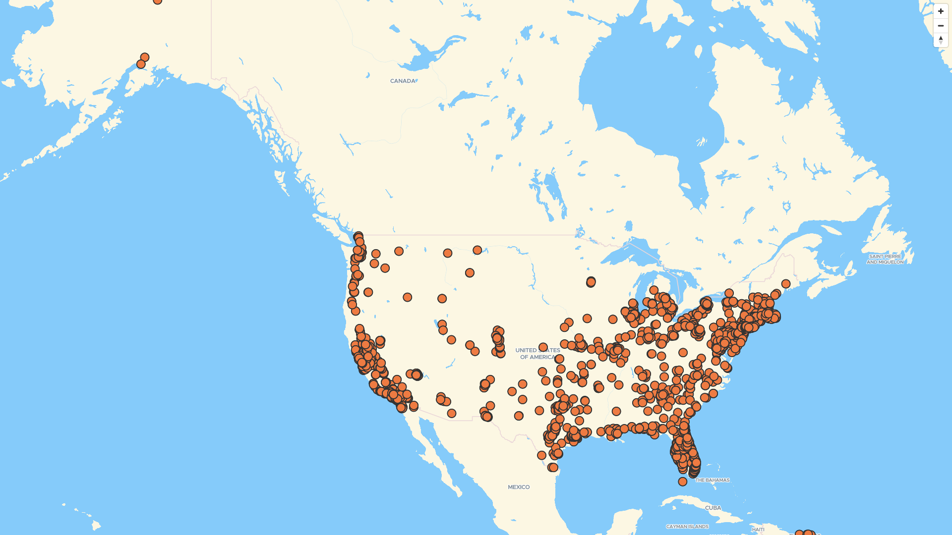 Map of Quest Diagnostics locations, US | Mapstack