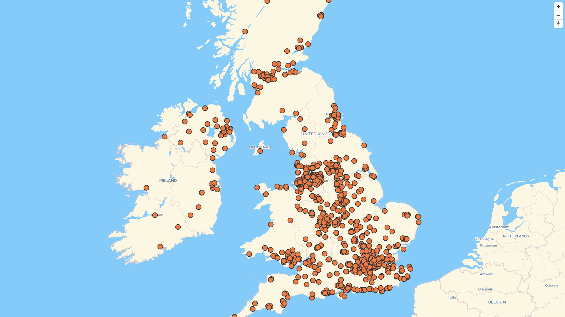 Map of KFC locations, UK | Mapstack