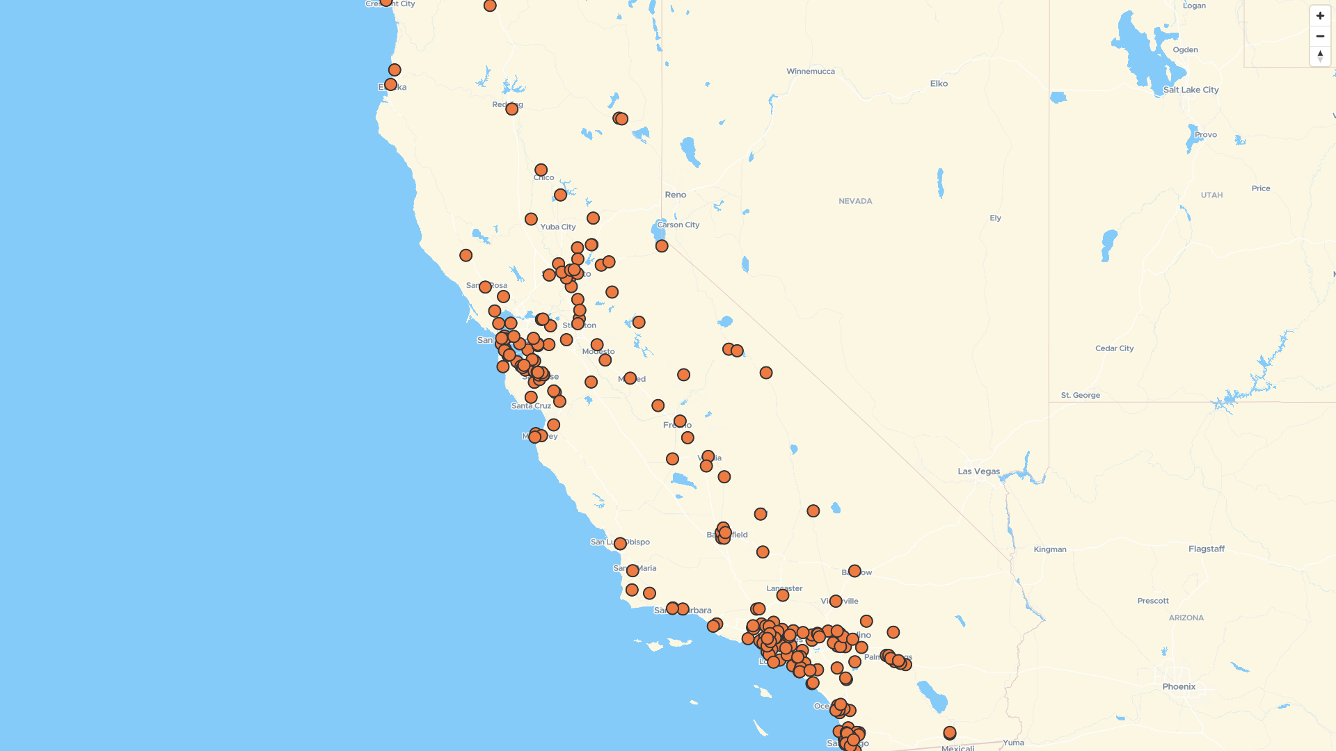 Map of Hertz Rent A Car locations in California, US | Mapstack
