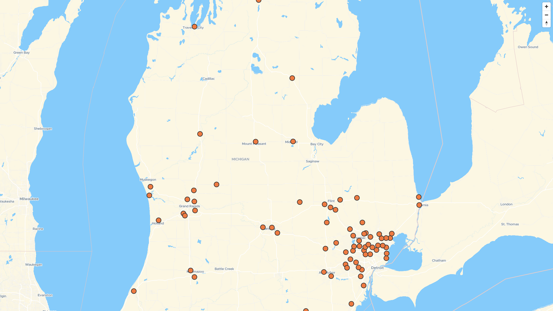 Map of Jersey Mike's Subs locations in Michigan, US | Mapstack