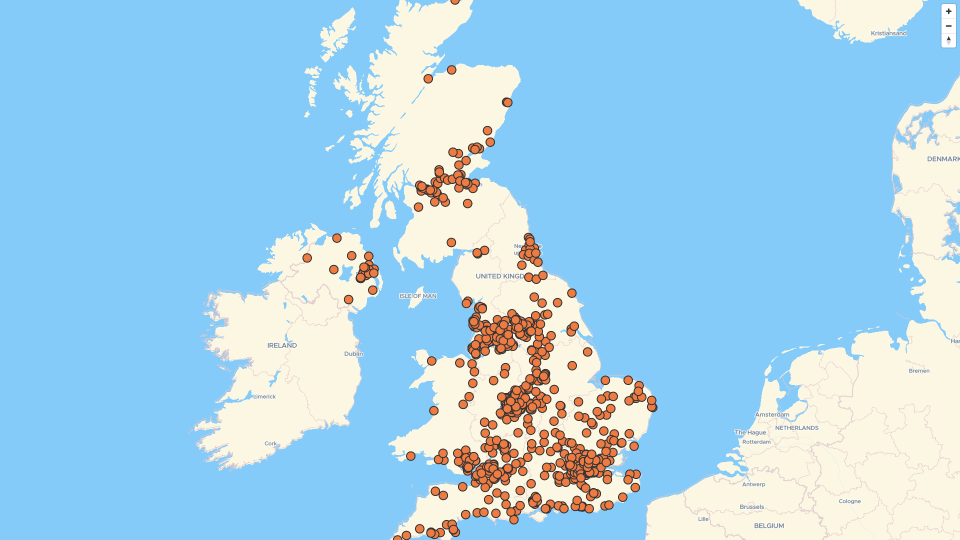 Map of UPS Access Point locations, UK | Mapstack