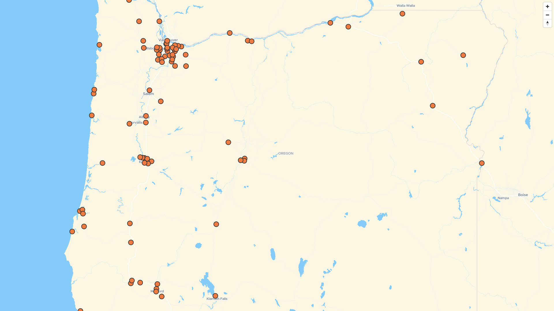 Map of Chevron locations in Oregon, US | Mapstack
