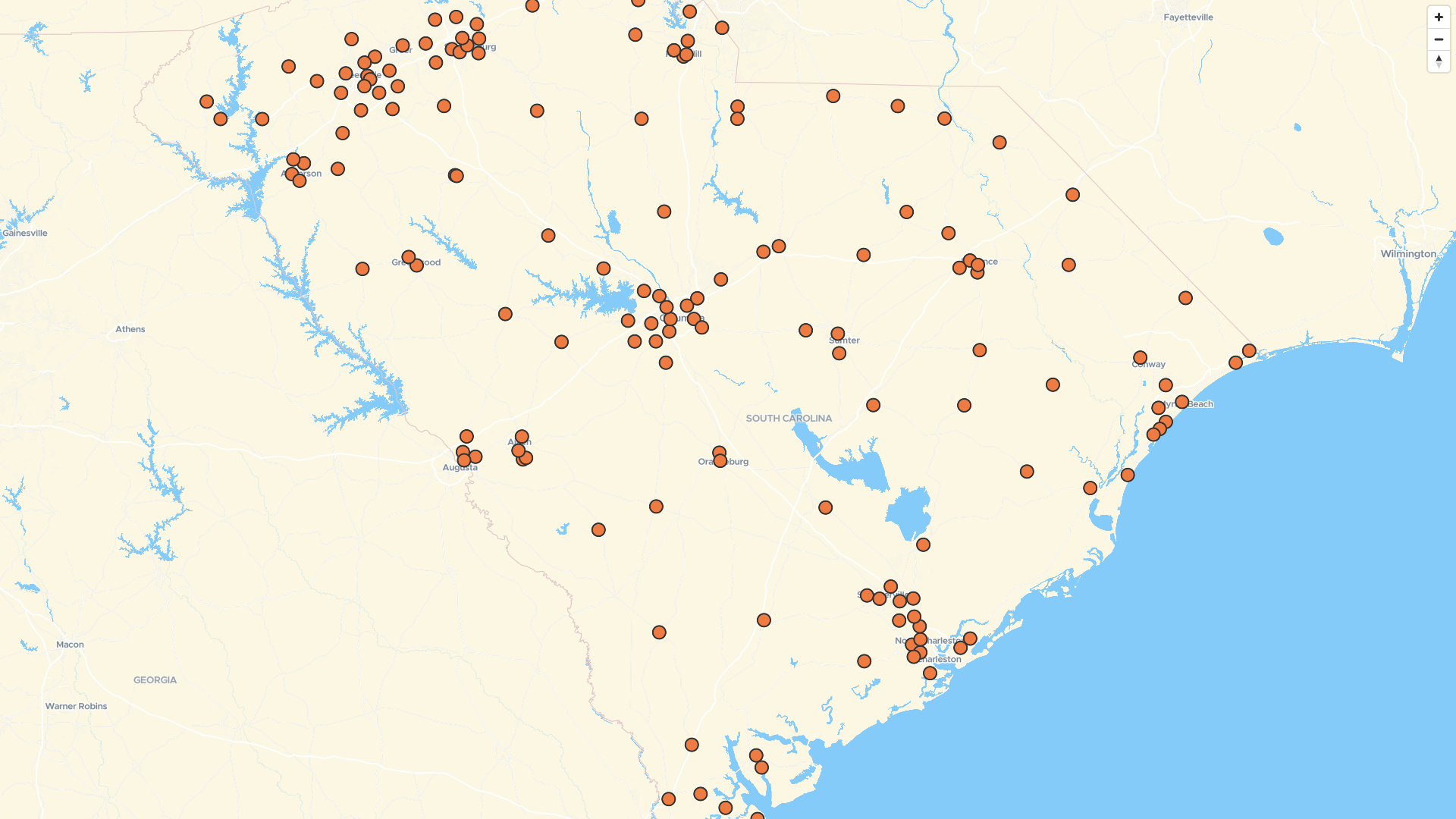 Map of Advance Auto Parts locations in South Carolina, US | Mapstack