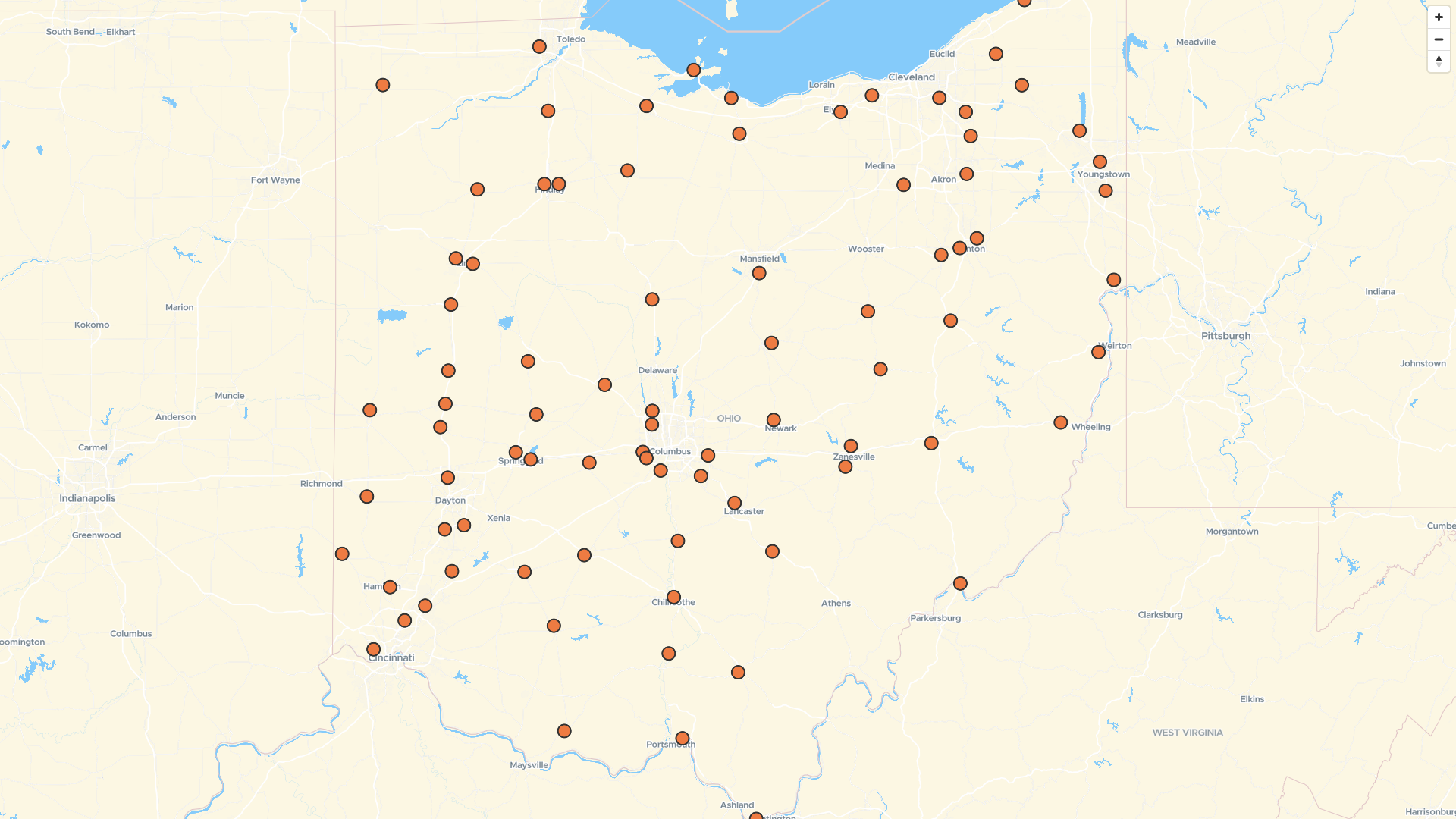 Map of Walmart Supercenter locations in Ohio, US | Mapstack