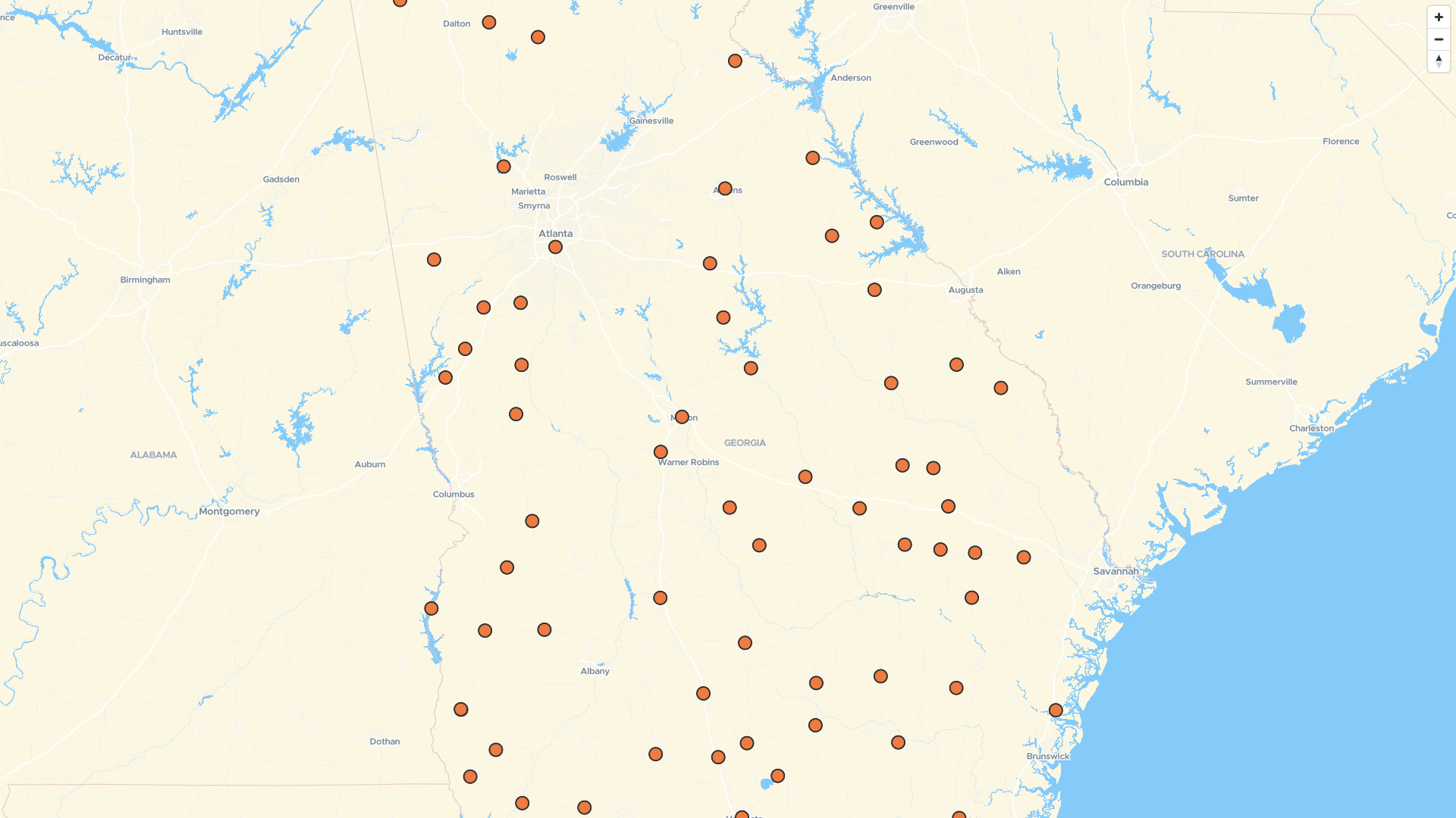 Map of First Baptist Church locations in Georgia, US | Mapstack
