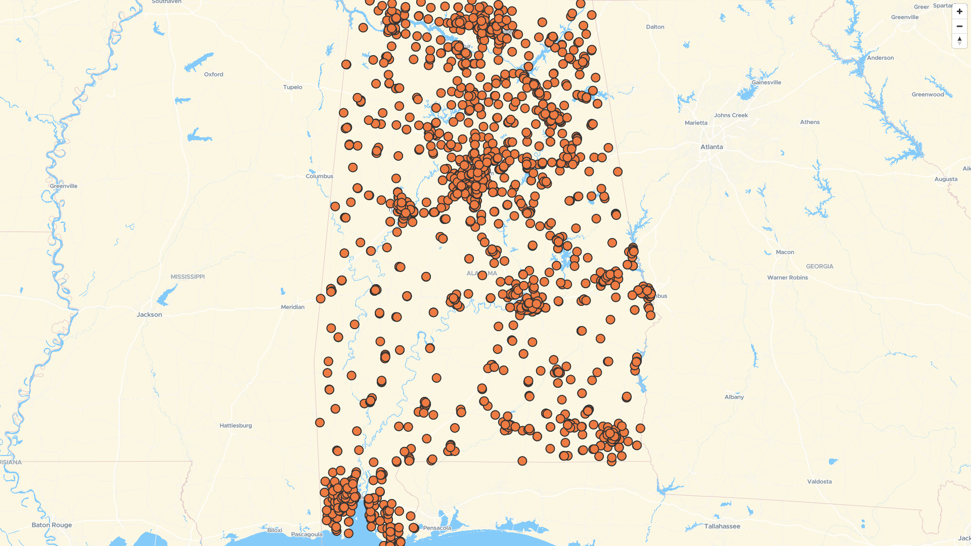 Map of Western Union locations in Alabama, US | Mapstack