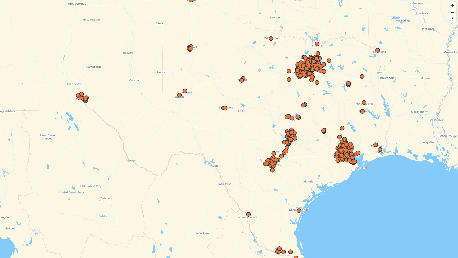 Map of Chipotle Mexican Grill locations in Texas, US | Mapstack