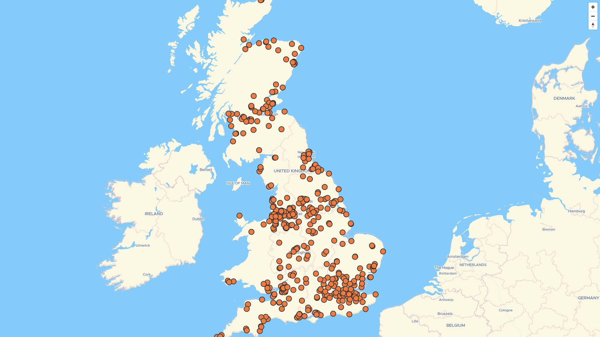 Map of McColl's locations, UK | Mapstack