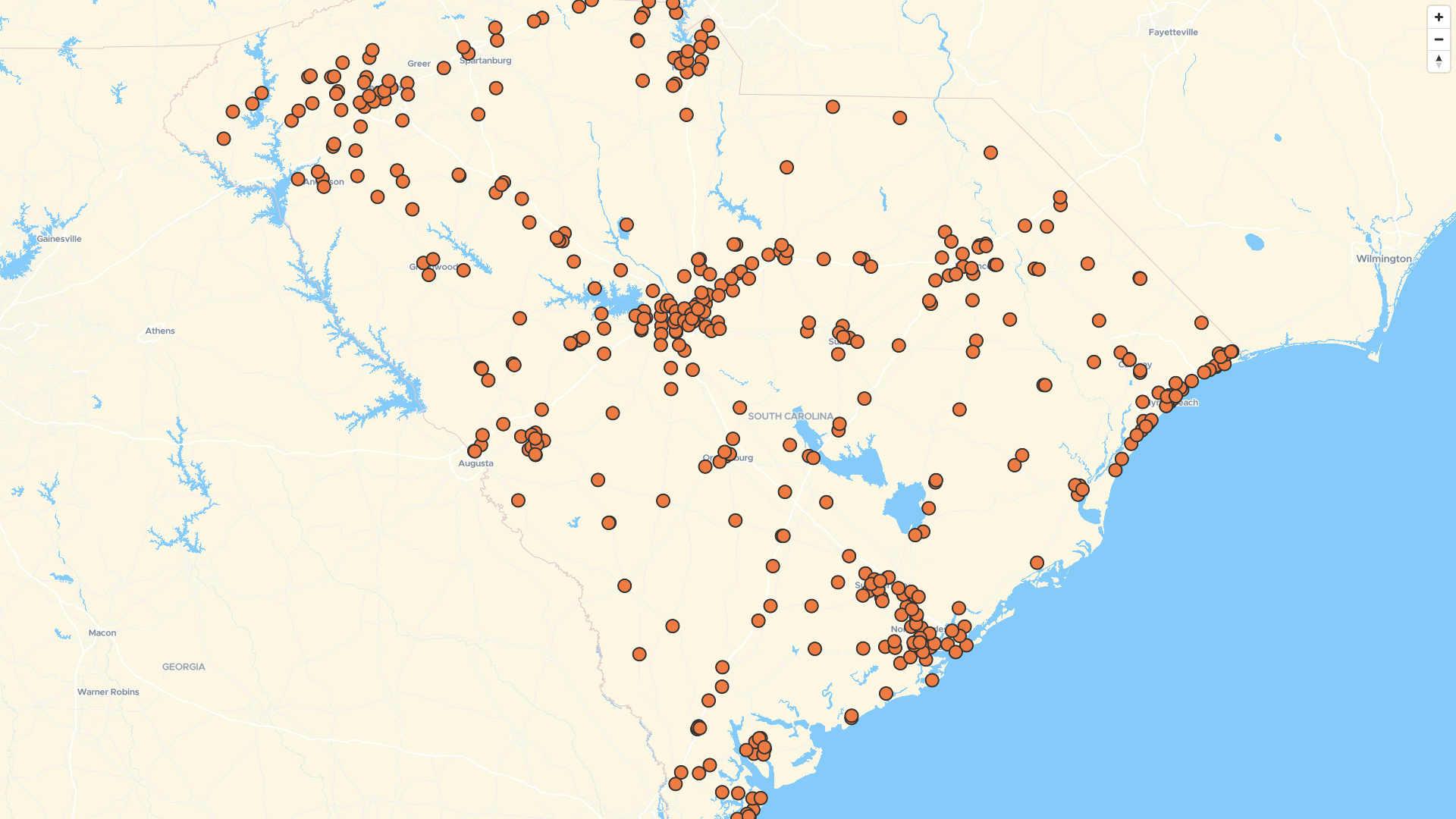 Map of Bp locations in South Carolina, US | Mapstack