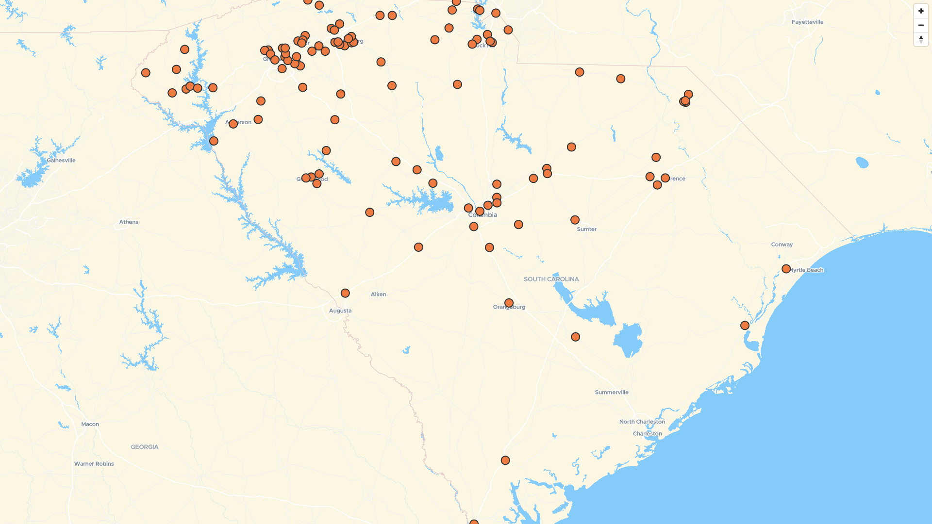 Map of Marathon Gas locations in South Carolina, US | Mapstack