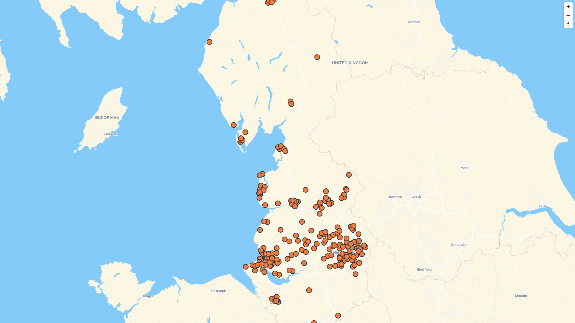 Map of ATM (Post Office) locations in North West, UK | Mapstack