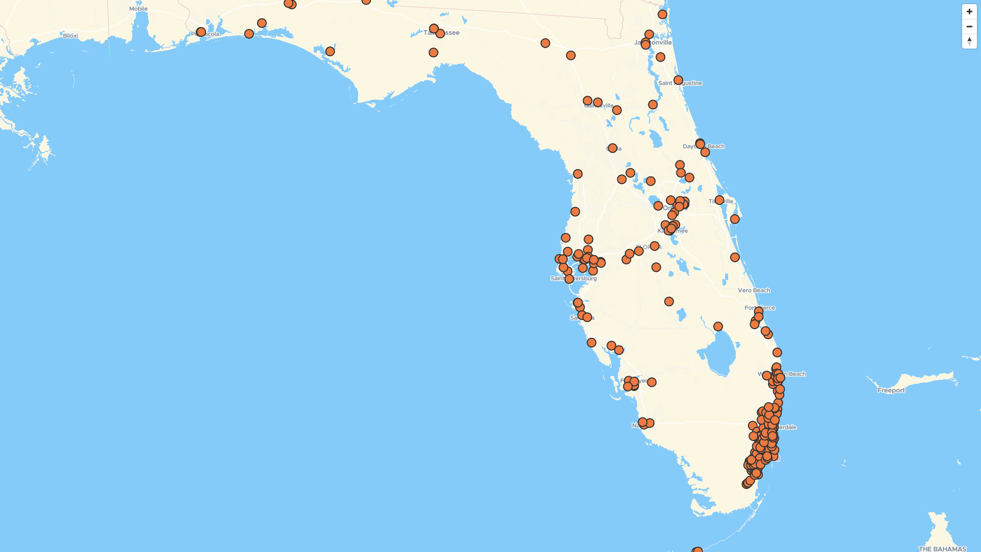 Map of Smart Start Ignition Interlock locations in Florida, US | Mapstack