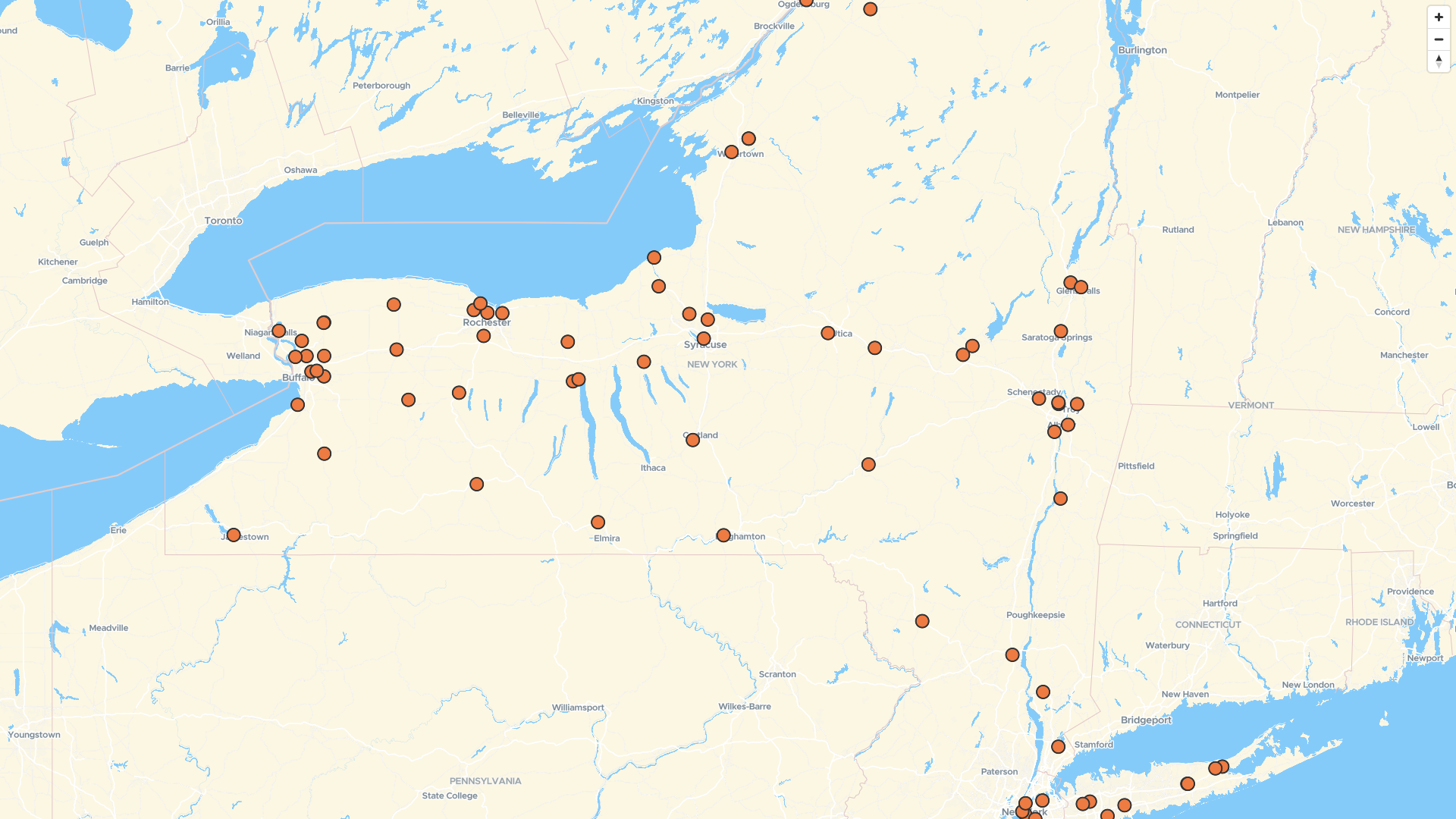 Map of Walmart locations in New York, US | Mapstack