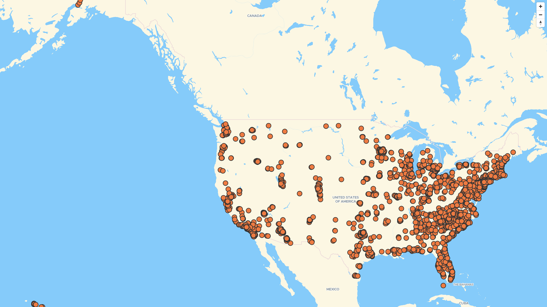 Map of Jersey Mike's Subs locations, US | Mapstack