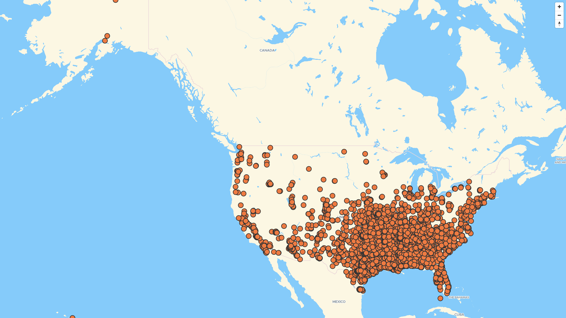 Map of Sonic Drive-In locations, US | Mapstack