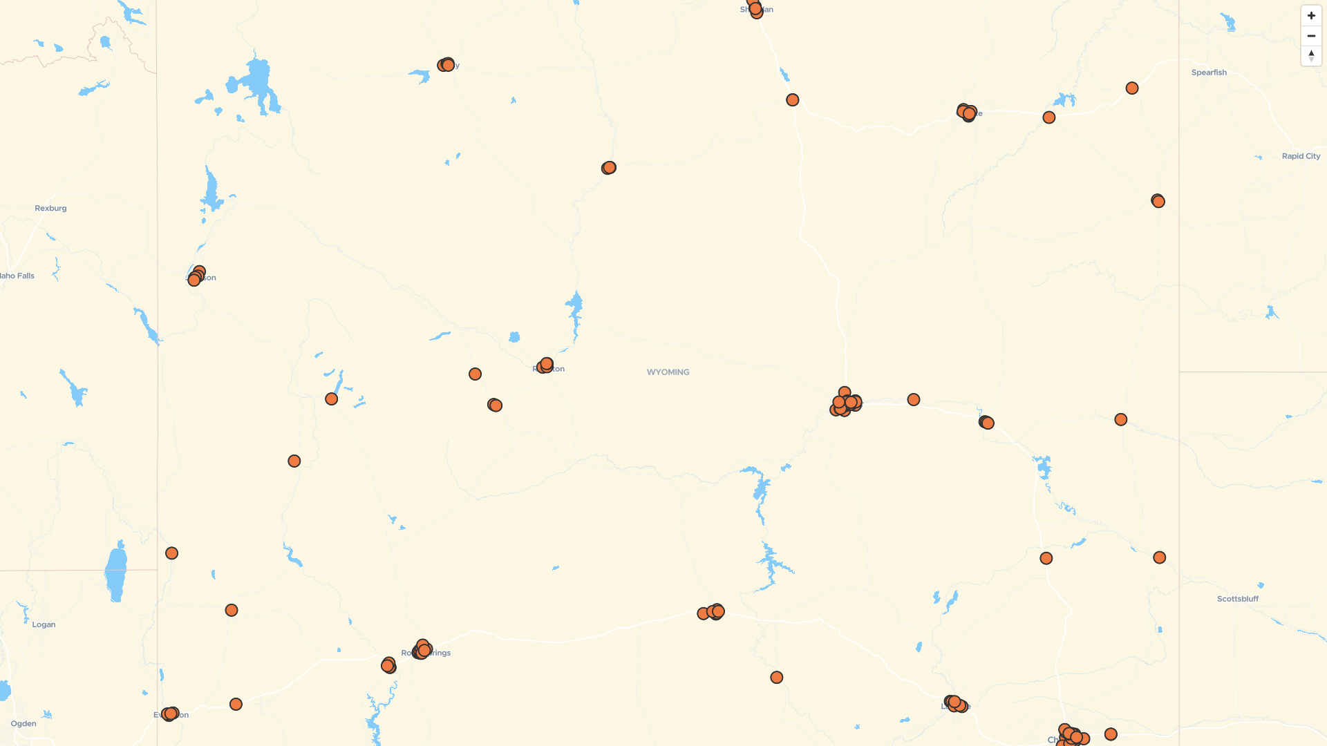 Map of Western Union locations in Wyoming, US | Mapstack