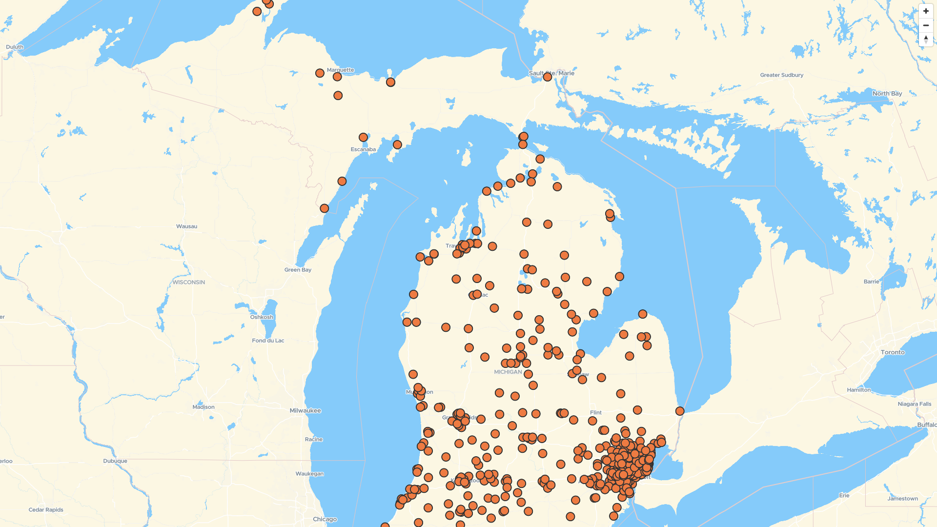 Map of Shell locations in Michigan, US | Mapstack