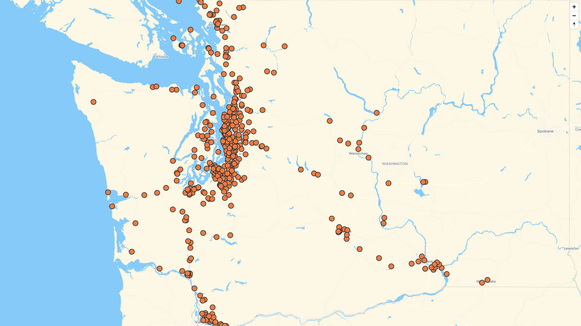 Map of Shell locations in Washington, US | Mapstack