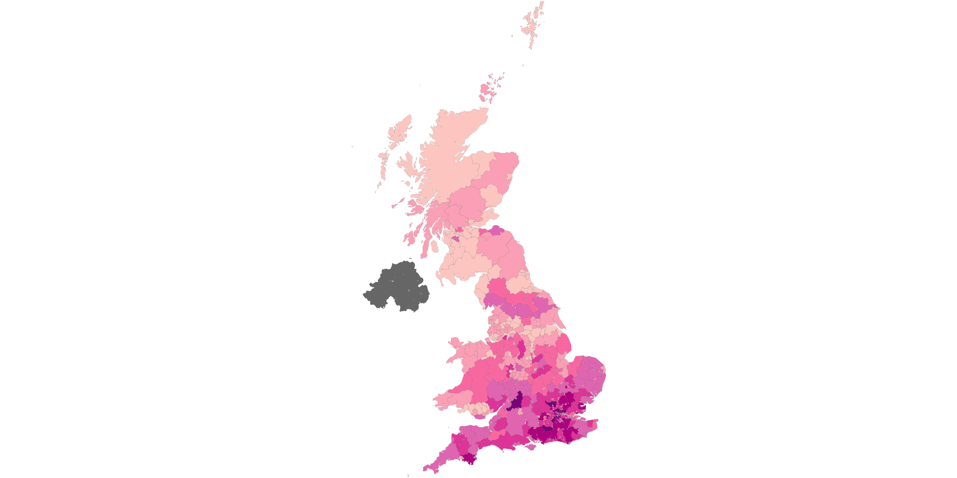 United Kingdom Price To Income Ratio by District Map | Mapstack
