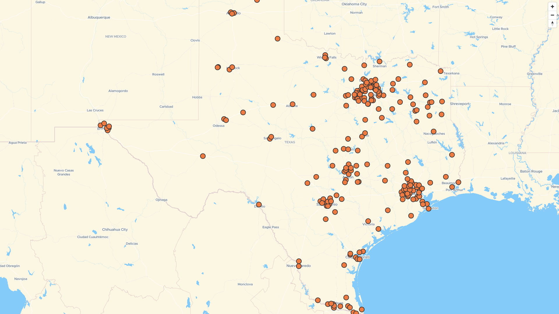 Map of Walmart Supercenter locations in Texas, US | Mapstack