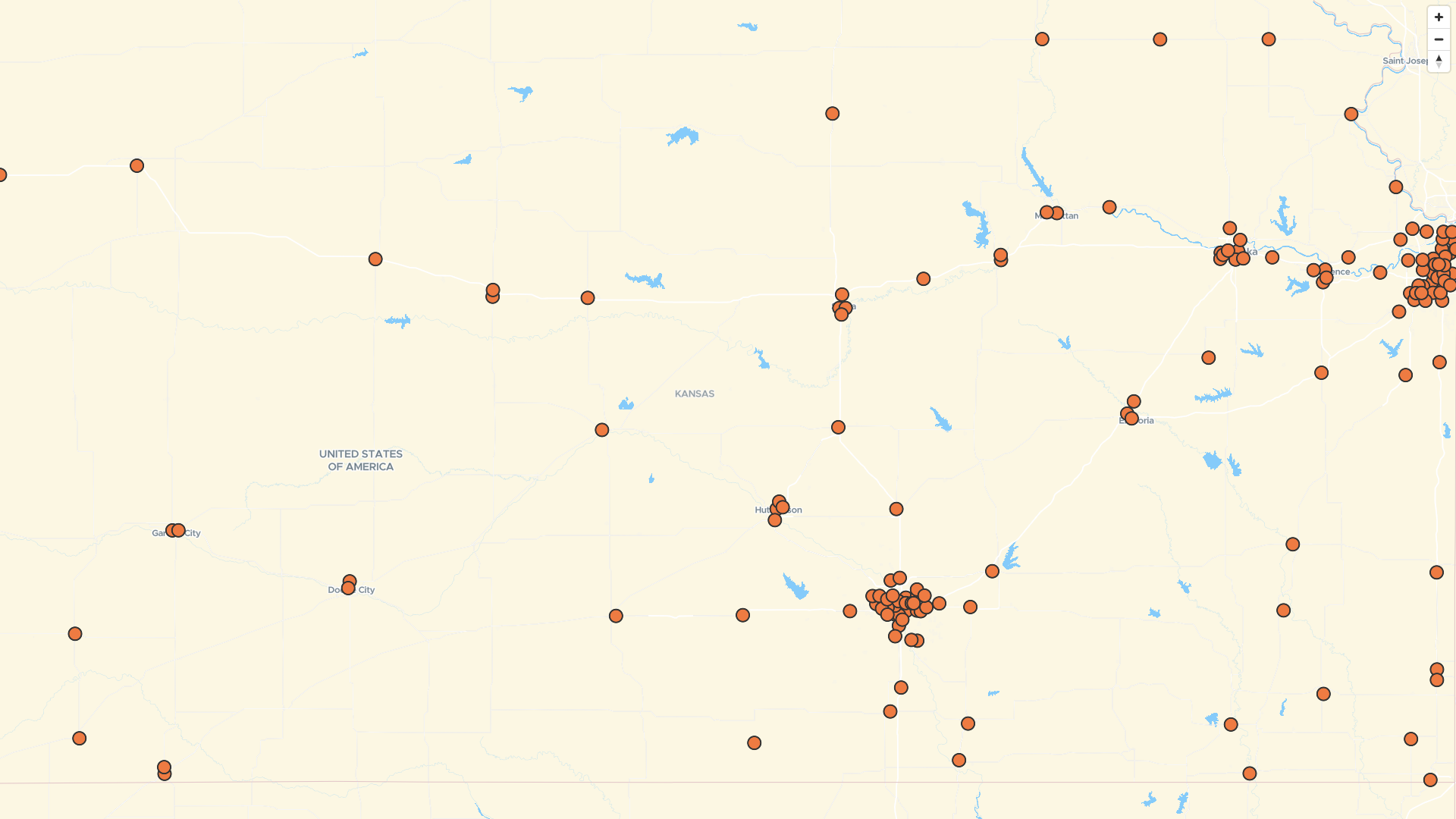 Map of McDonald's locations in Kansas, US | Mapstack