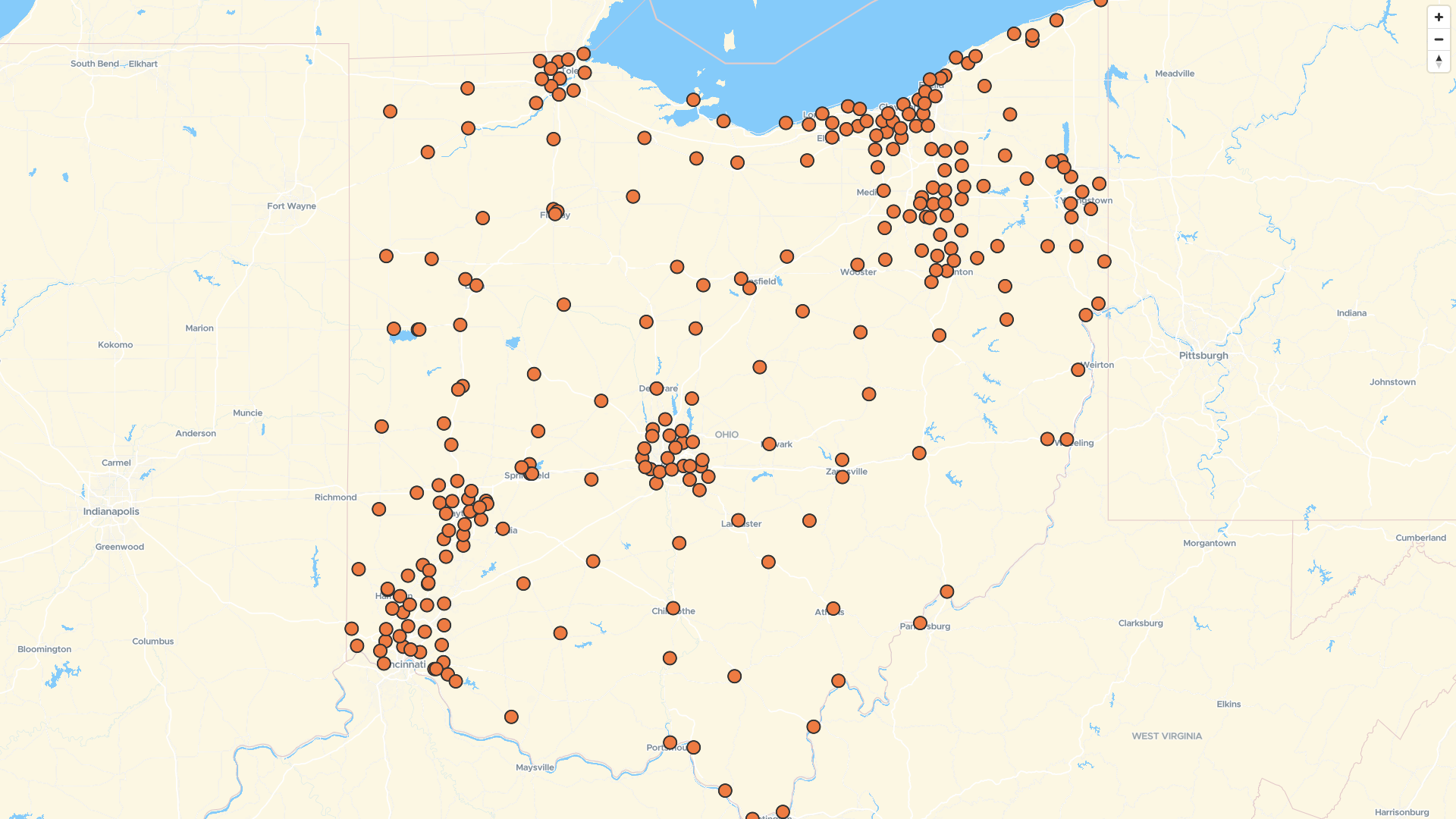 Map of Pizza Hut locations in Ohio, US | Mapstack