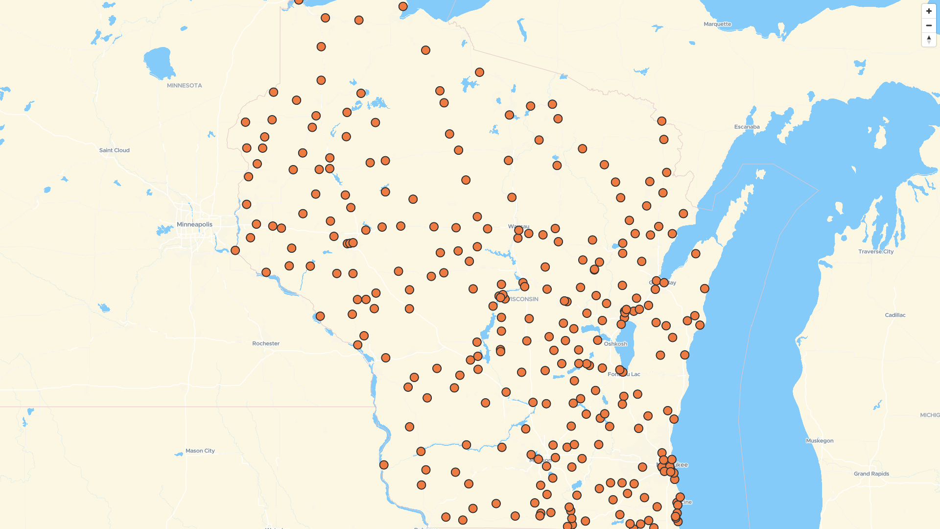 Map of Dollar General locations in Wisconsin, US | Mapstack