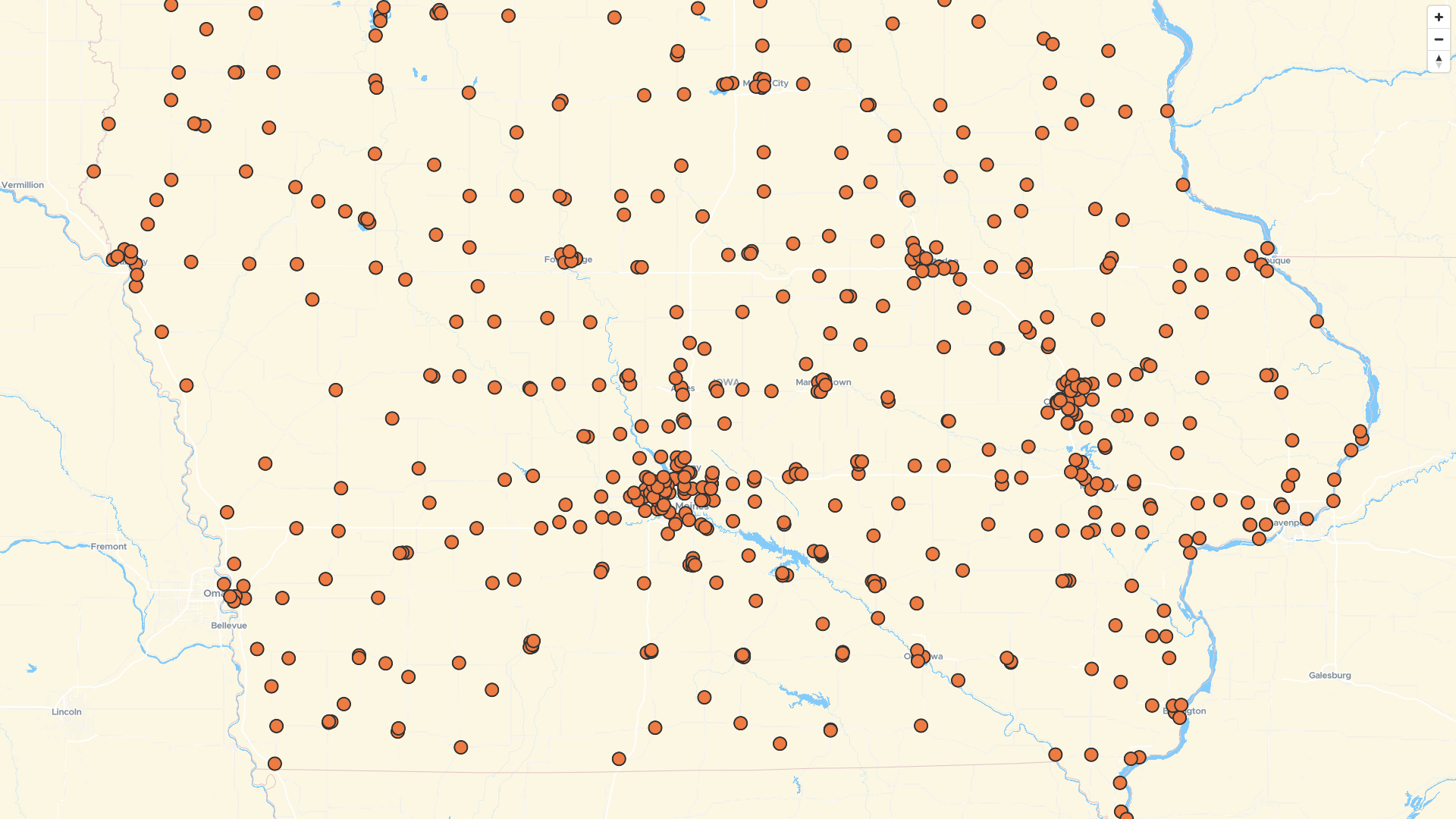 Map of Casey's General Store locations in Iowa, US | Mapstack