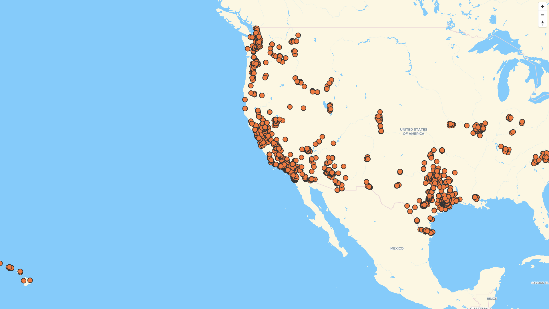 Map of Jack In The Box locations, US | Mapstack