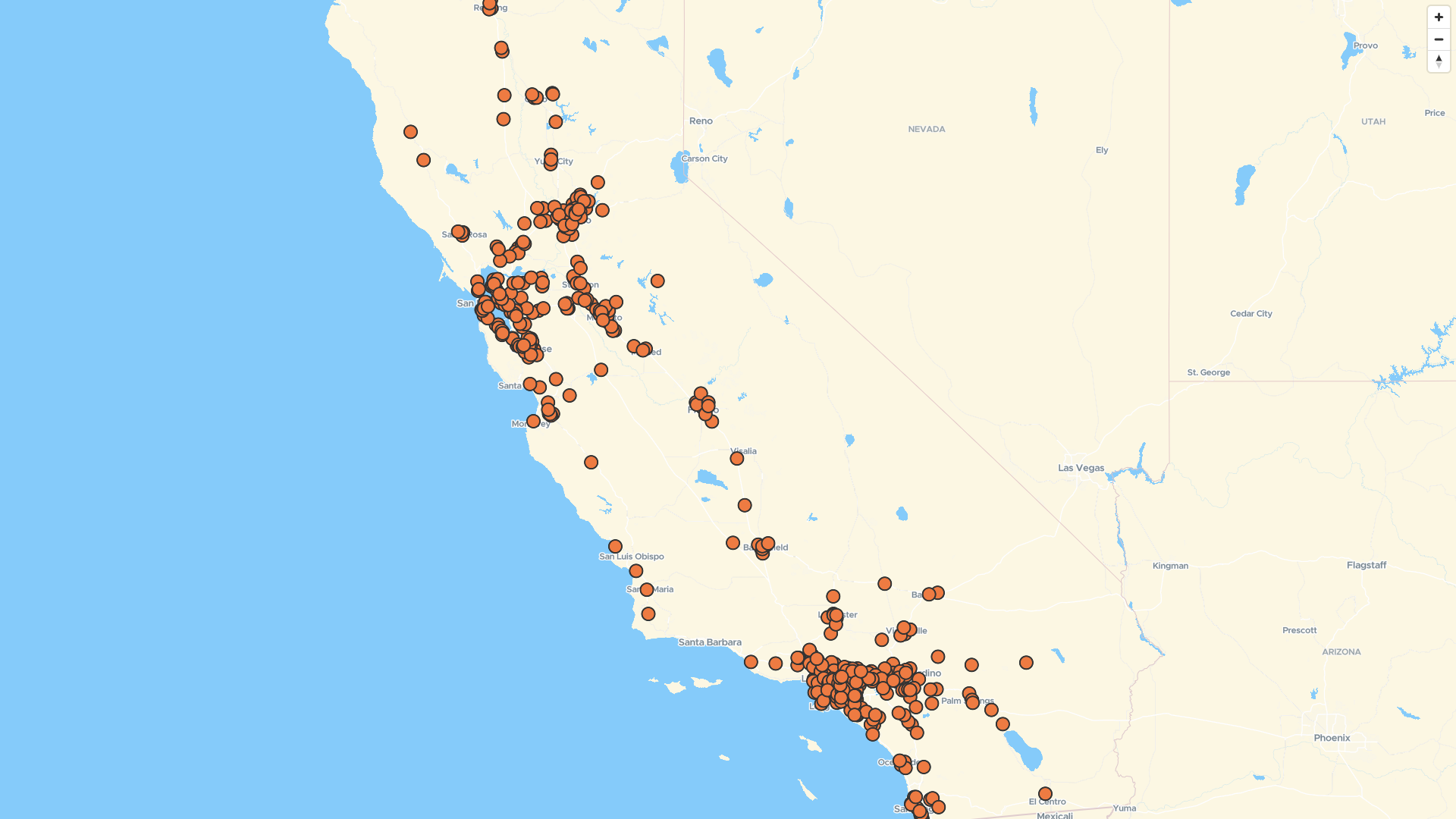 Map of Bp locations in California, US | Mapstack