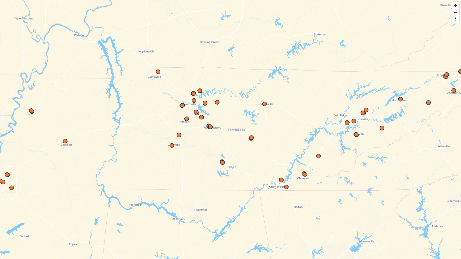 Map of Bath & Body Works locations in Tennessee, US | Mapstack