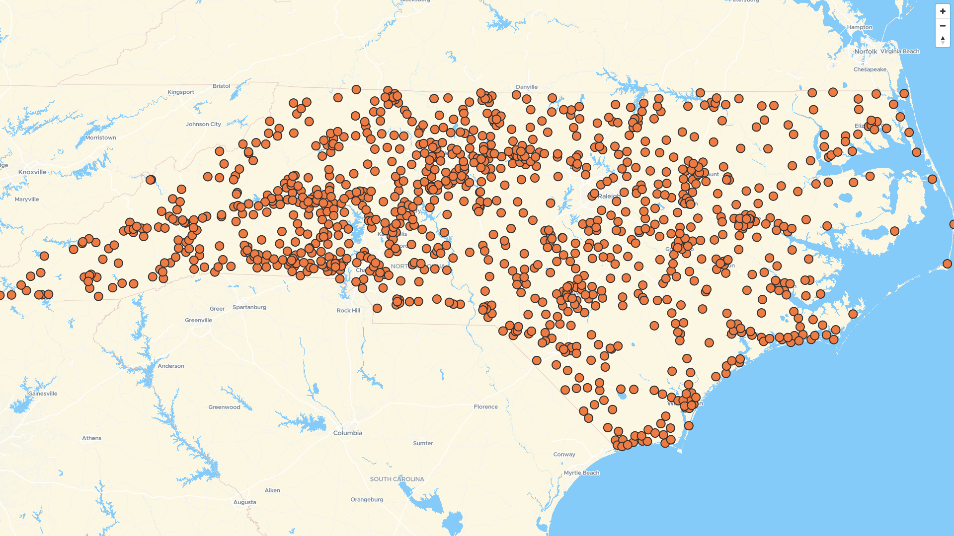 Map of Dollar General locations in North Carolina, US | Mapstack