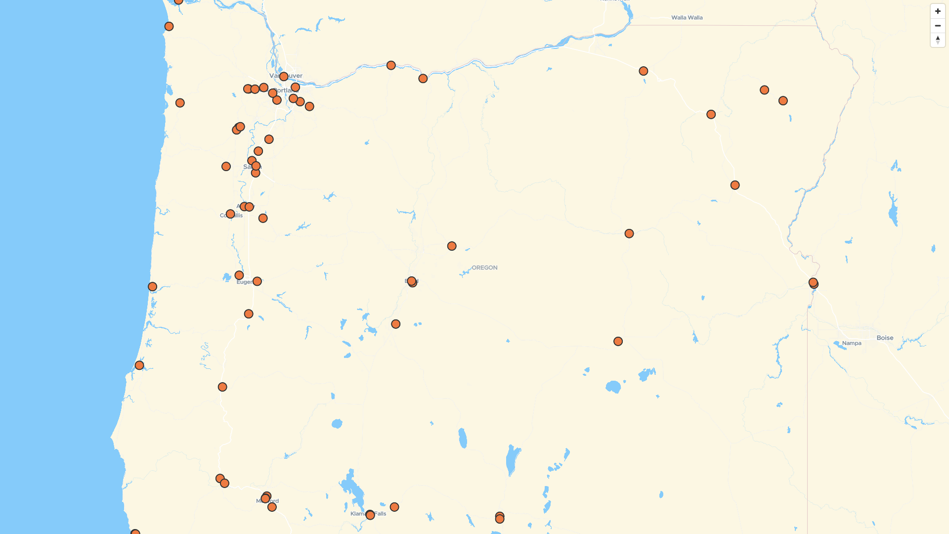 Map of Intoxalock Ignition Interlock locations in Oregon, US | Mapstack
