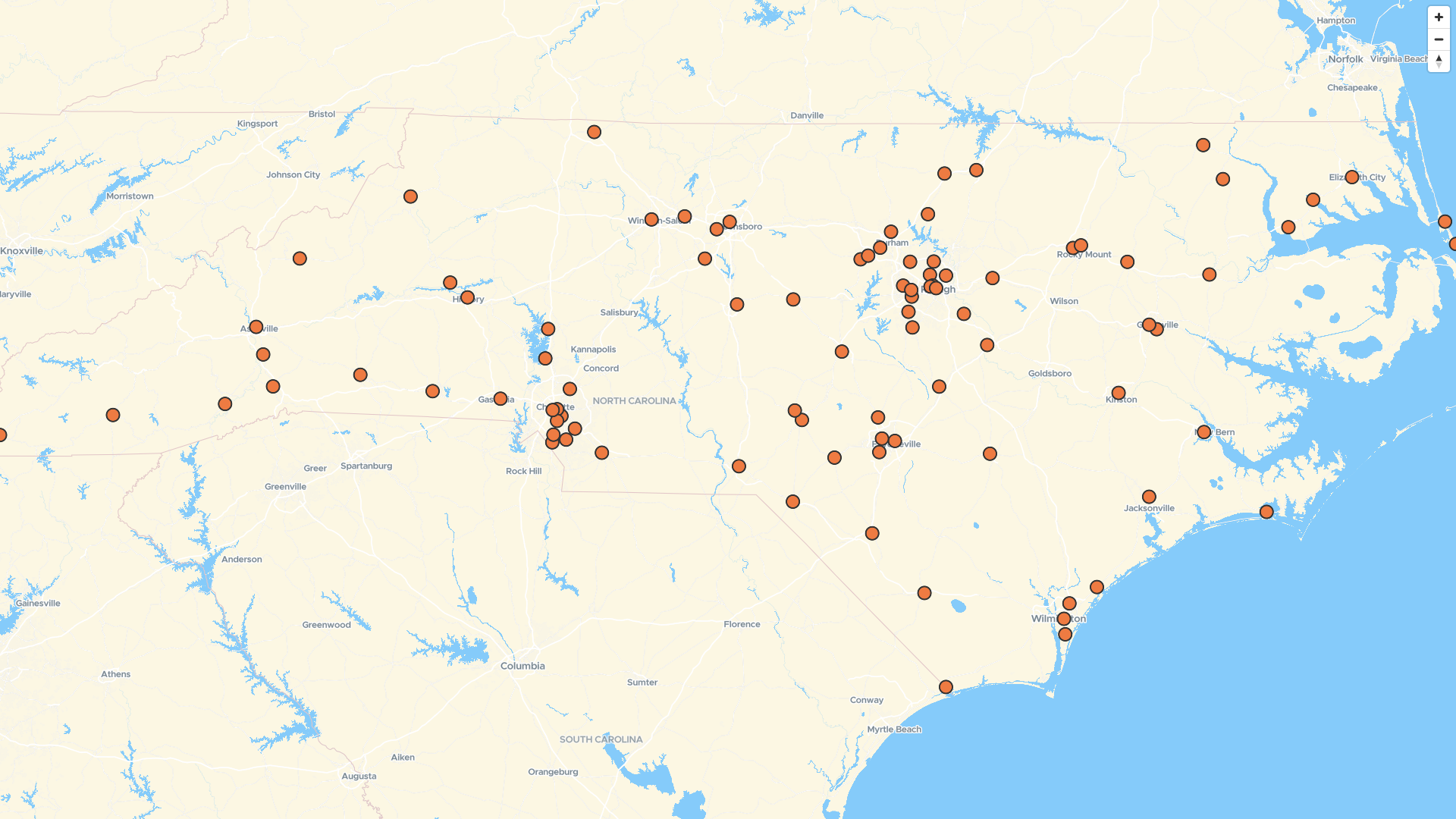 Map of PNC locations in North Carolina, US | Mapstack