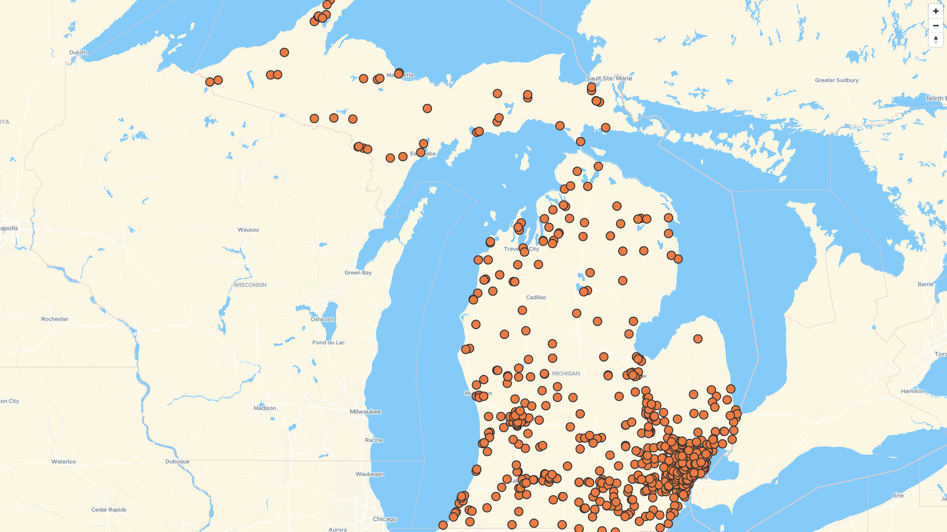 Map of BP locations in Michigan, US | Mapstack