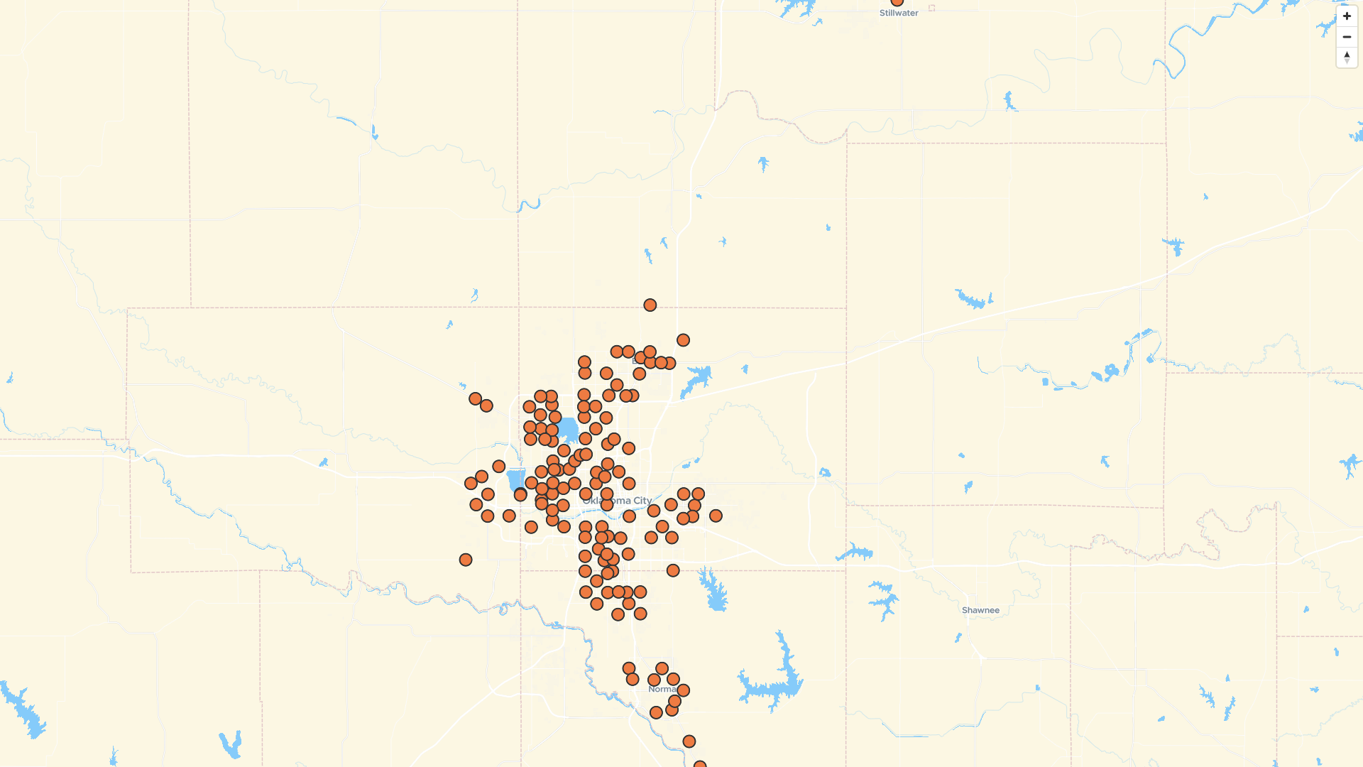 Map of 7-Eleven locations in Oklahoma, US | Mapstack