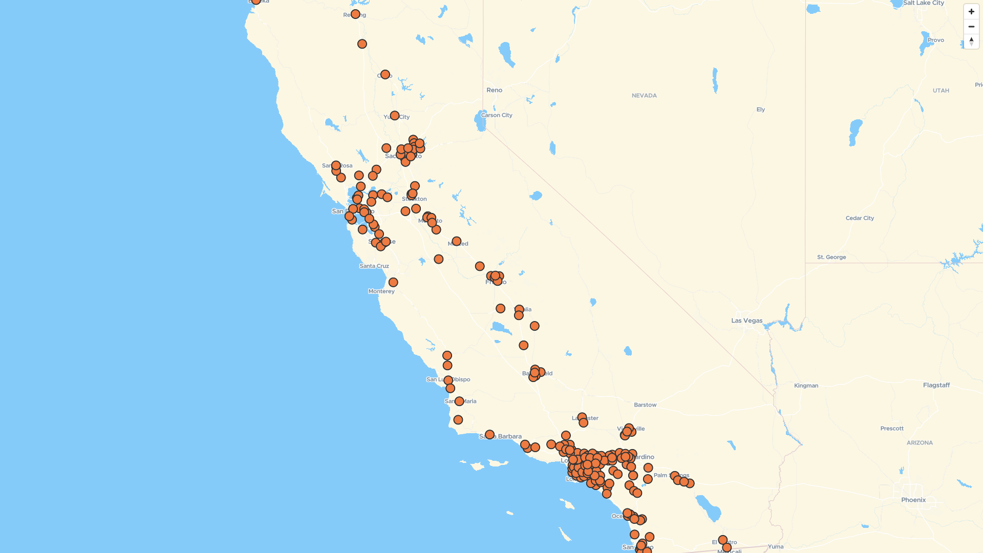 Map of Planet Fitness locations in California, US | Mapstack