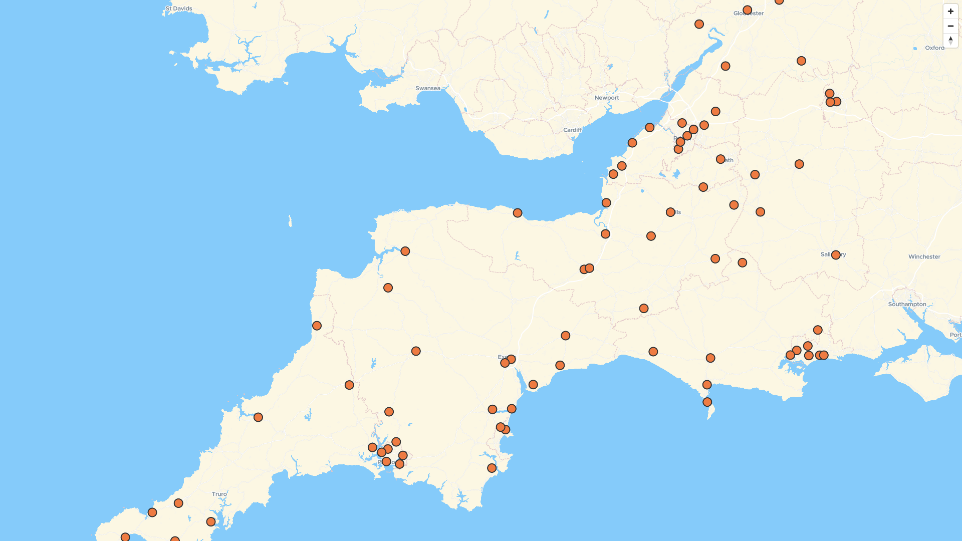 Map of Lidl GB locations in South West, UK | Mapstack