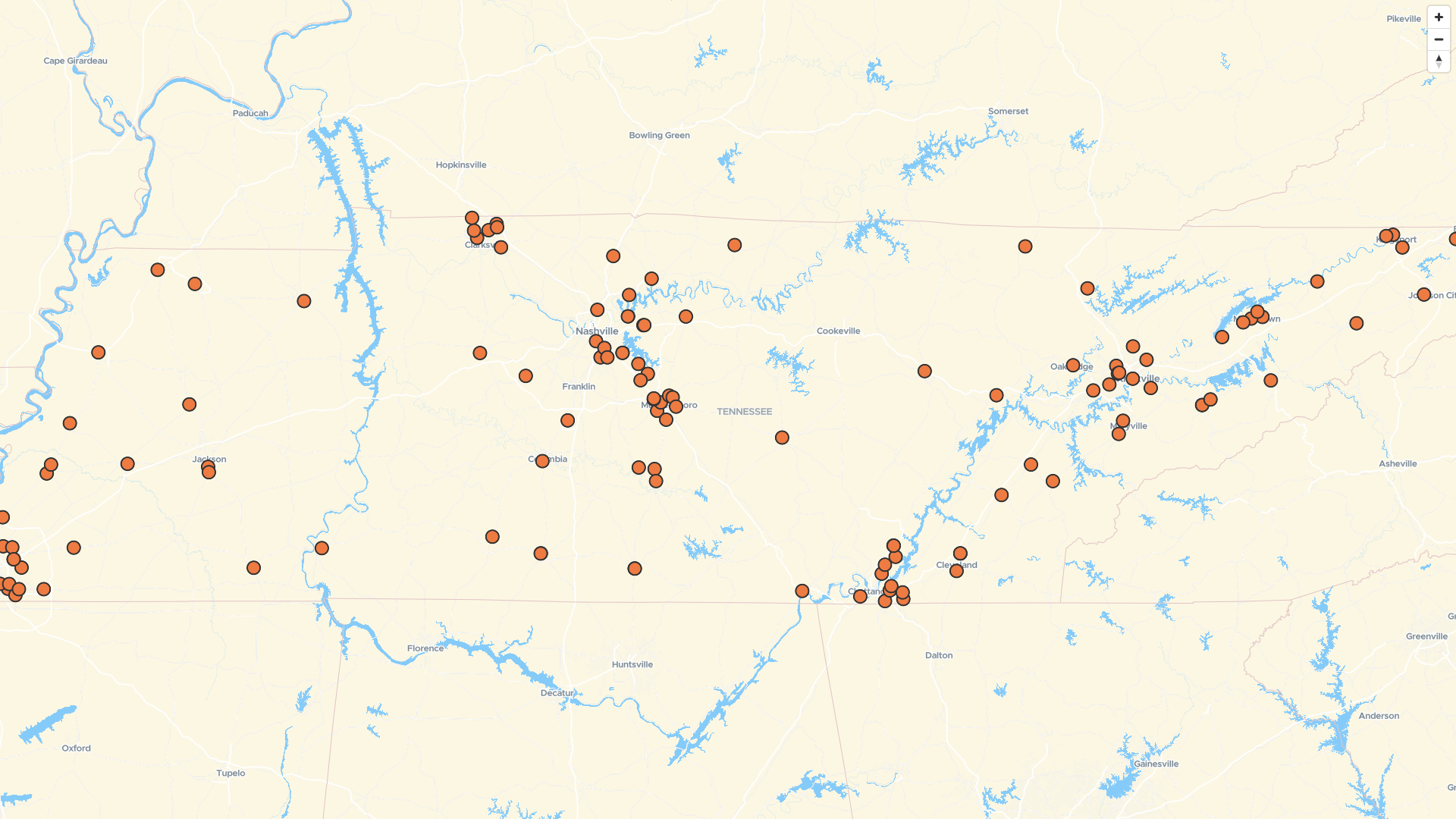 Map of Walmart locations in Tennessee, US | Mapstack