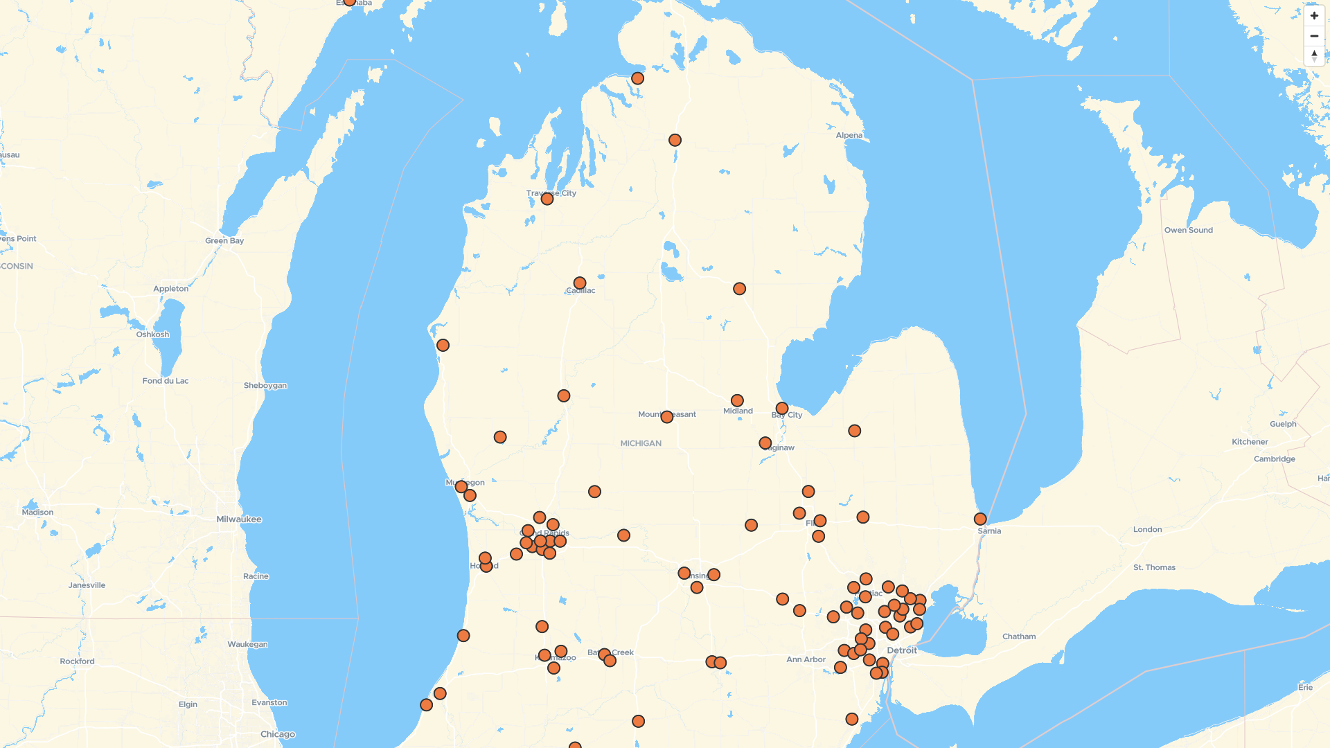Map of ALDI USA locations in Michigan, US | Mapstack