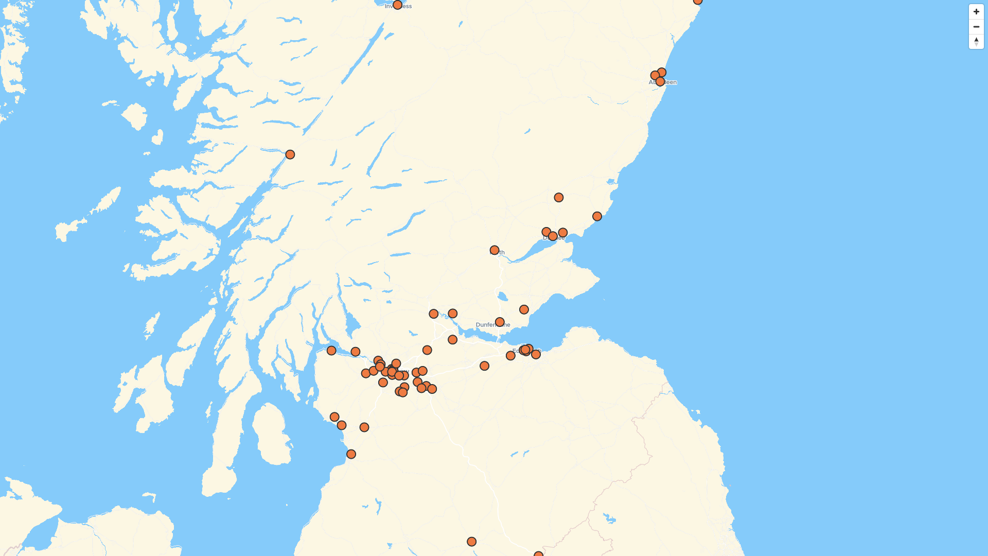Map of KFC locations in Scotland, UK | Mapstack