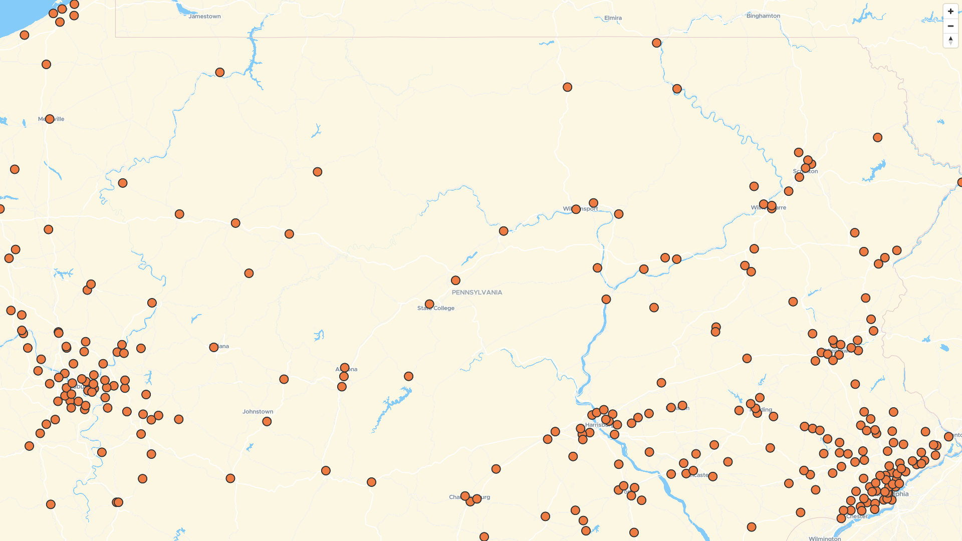 Map of Wendy's locations in Pennsylvania, US | Mapstack